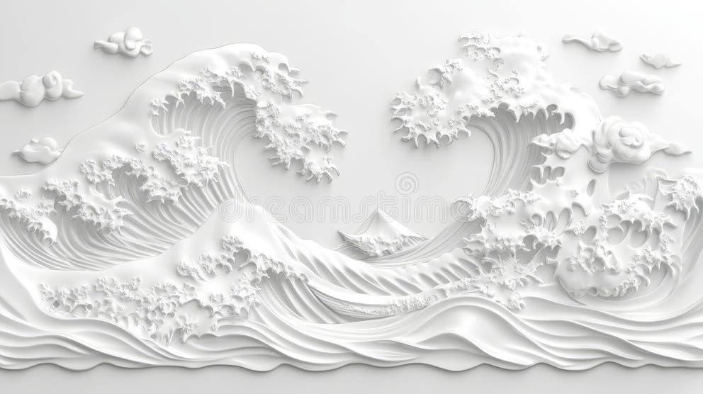 Seamless, Elegant White Wave Texture Pattern, Minimalist Monochromatic ...