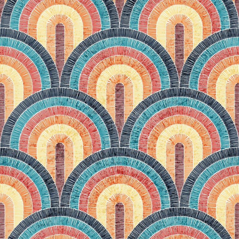 Seamless Embroidered Pattern. Wavy Bohemian Print. Patchwork Ornament ...