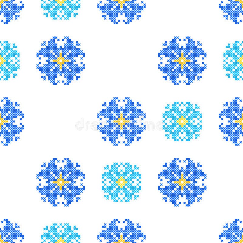 Seamless Embroidered Texture of Abstract Blue Patterns Stock Vector ...
