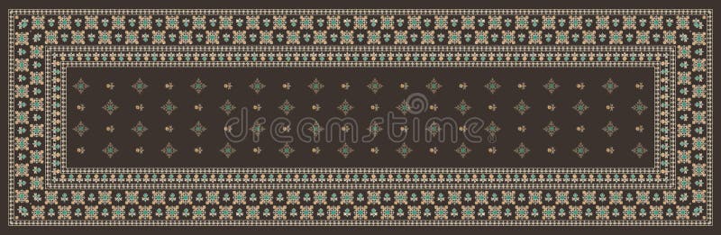 Seamless Embroidery Design Four Side Border with Dark Ground Stock ...