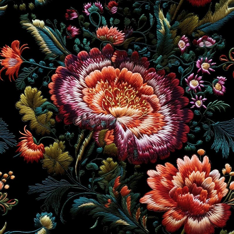 Seamless Embroidery Floral Abstract Fantasy Luxury Fabric Pattern ...