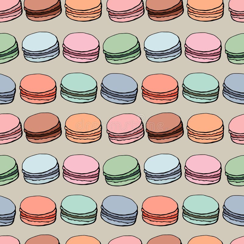 Seamless Endless Pattern with Assorted Varicolored Macaroons Stock ...