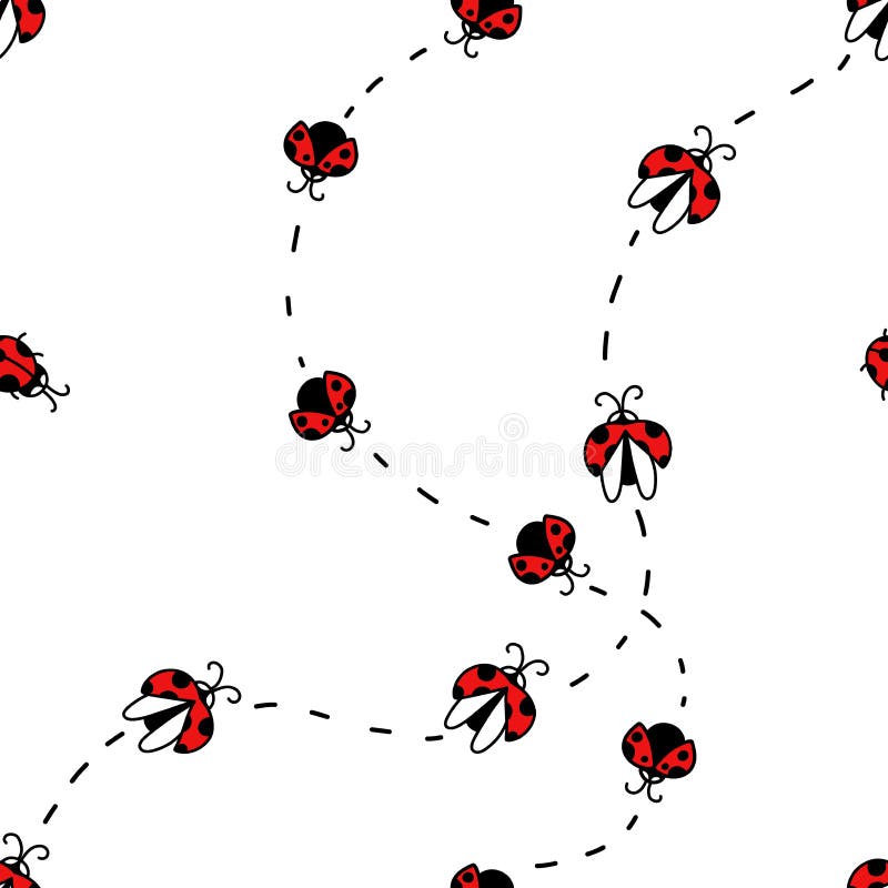 Seamless Endless Pattern of Ladybugs and Paths. Stock Vector ...