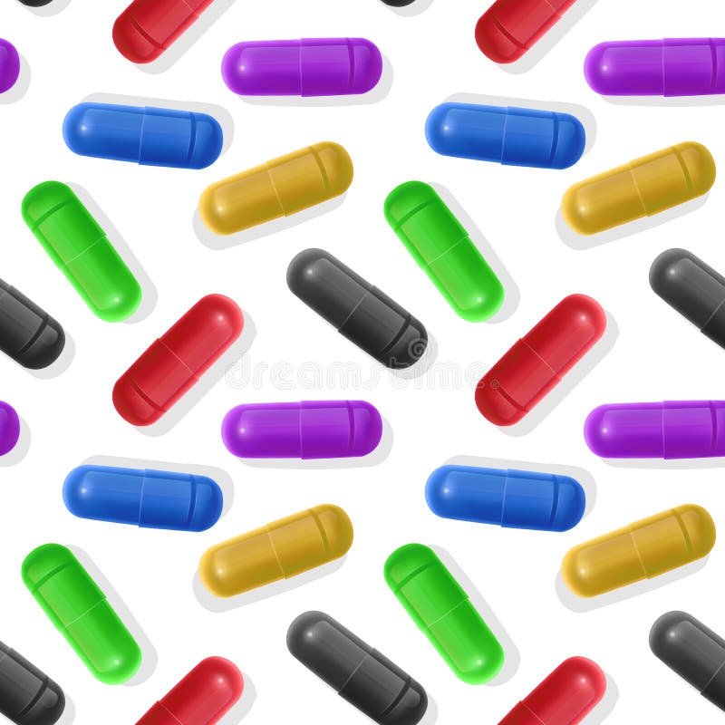 Seamless, Endless Pattern, Medicine Background with Pills Tablets in ...
