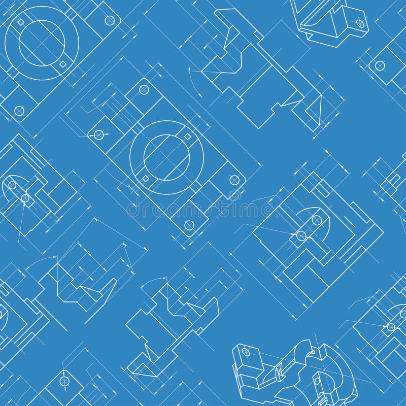 Seamless Engineering Background. Parts Drawings Vector Stock Vector ...