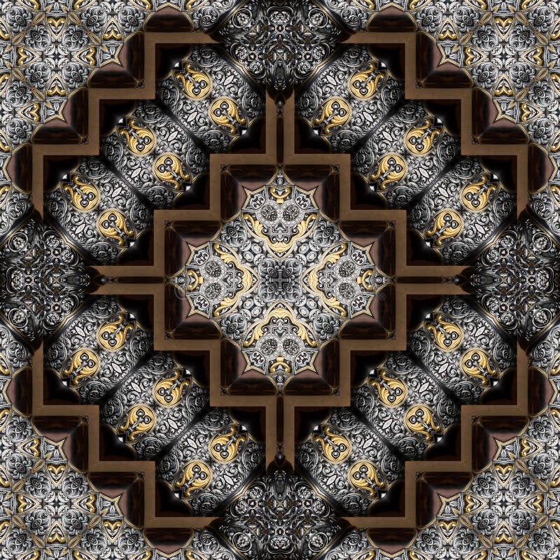 Seamless Engraved Metalwork Pattern 014 Stock Illustration ...