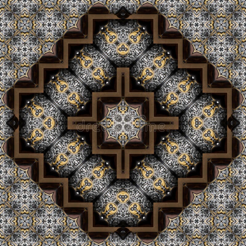 Seamless Engraved Metalwork Pattern 013 Stock Illustration ...