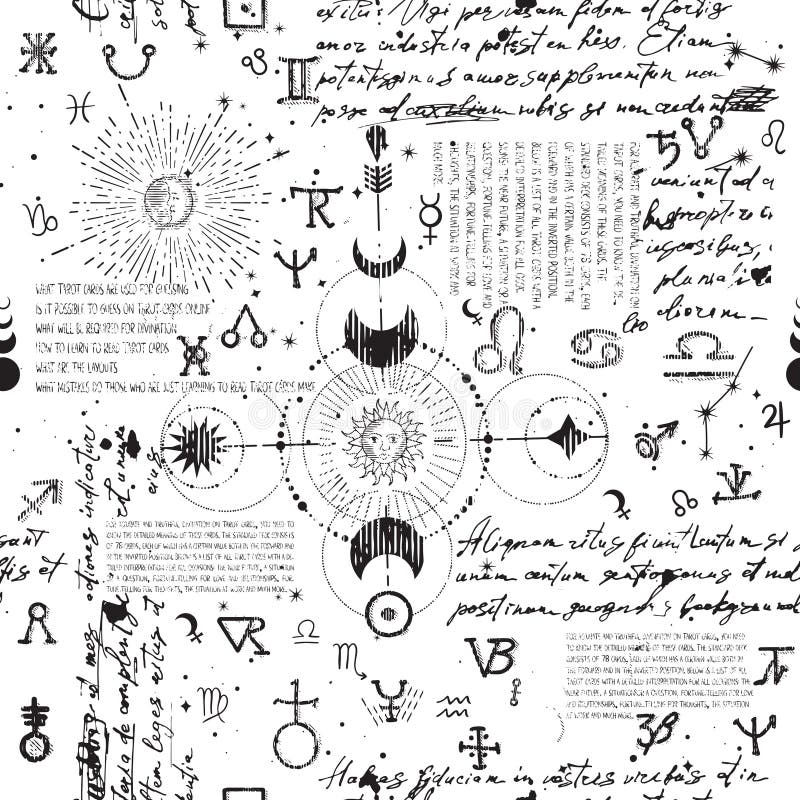 Seamless esoteric pattern. stock vector. Illustration of crescent ...