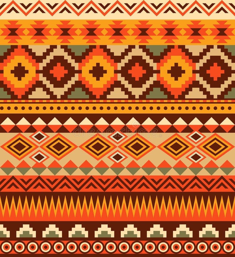 Seamless Ethnic Aztec Pattern Design. Stock Illustration - Illustration ...