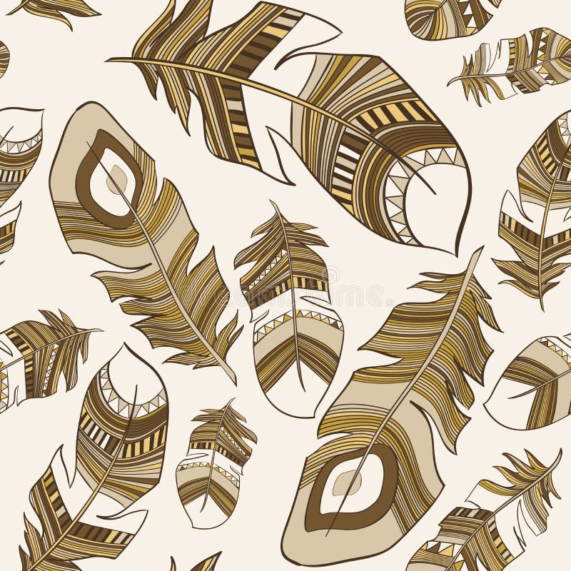 Seamless Ethnic Indian Feathers Plumage Pattern Stock Vector ...