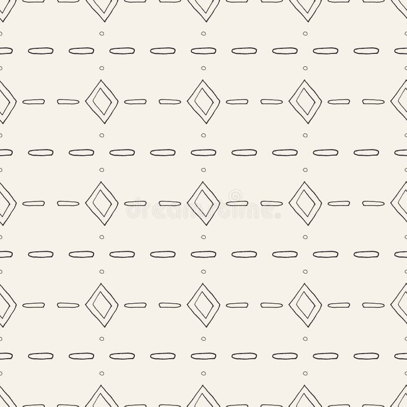 Seamless Ethnic Pattern. Black and White Vector Illustration. Stock ...