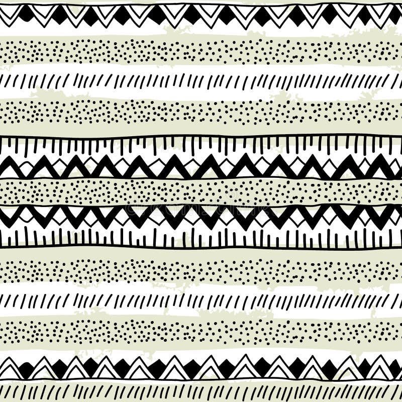 Seamless Ethnic Pattern Handmade. Black and White Geometric Band Stock ...