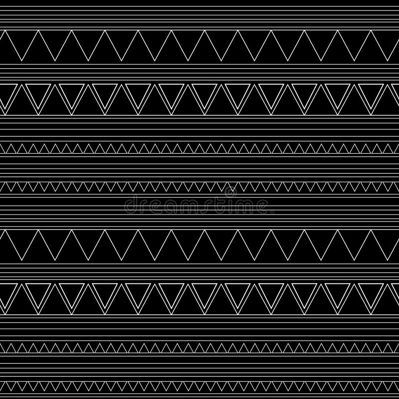 Seamless Ethnic Pattern Handmade Horizontal Stripes Black And White