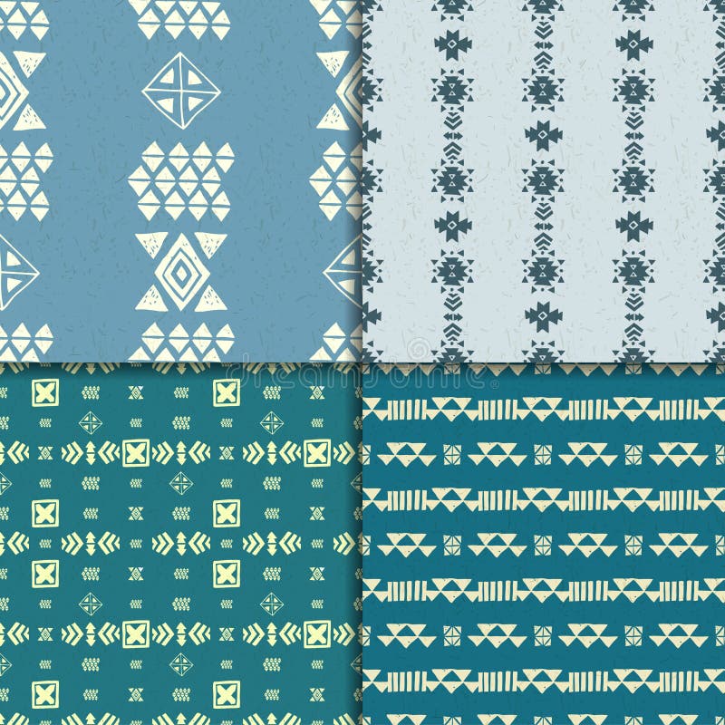 Seamless Ethnic Pattern Set Stock Vector - Illustration of native ...