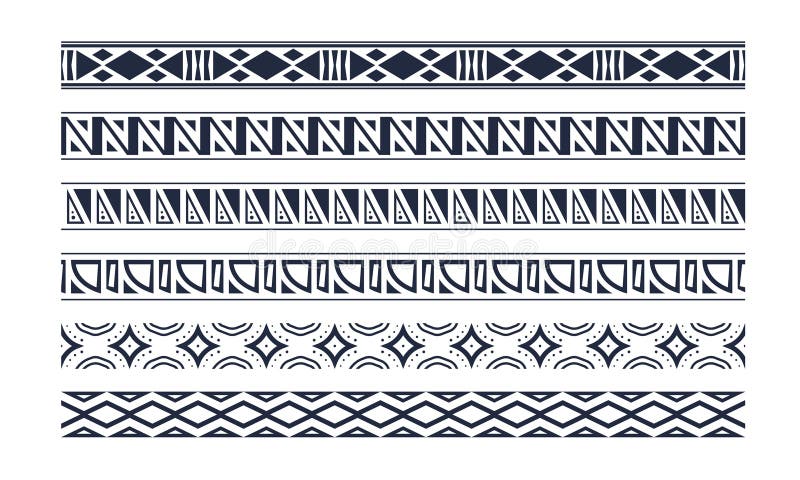 Seamless Ethnic Tribe Border Pattern Decoration Set Stock Vector ...