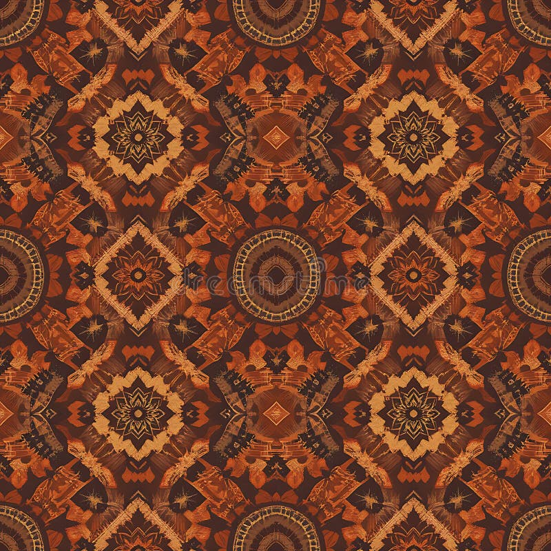 A Seamless Ethnic Weaving Pattern Featuring Warm Tones of Burnt Orange ...