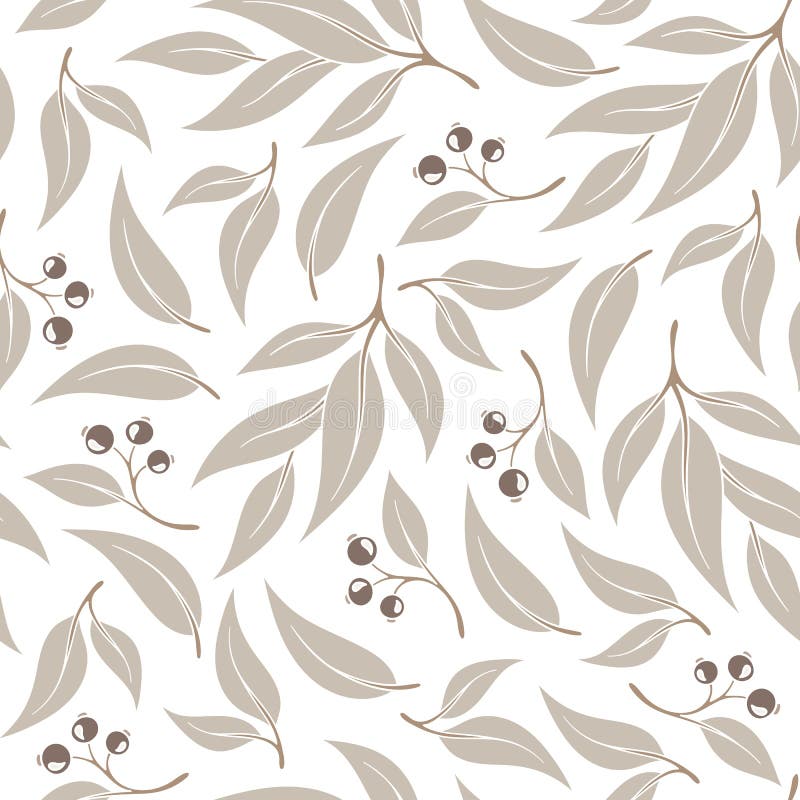 Seamless Eucalyptus Leaf Pattern. Stock Illustration - Illustration of ...