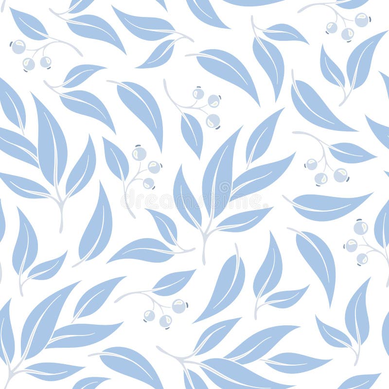 Seamless Eucalyptus Leaf Pattern. Stock Illustration - Illustration of ...