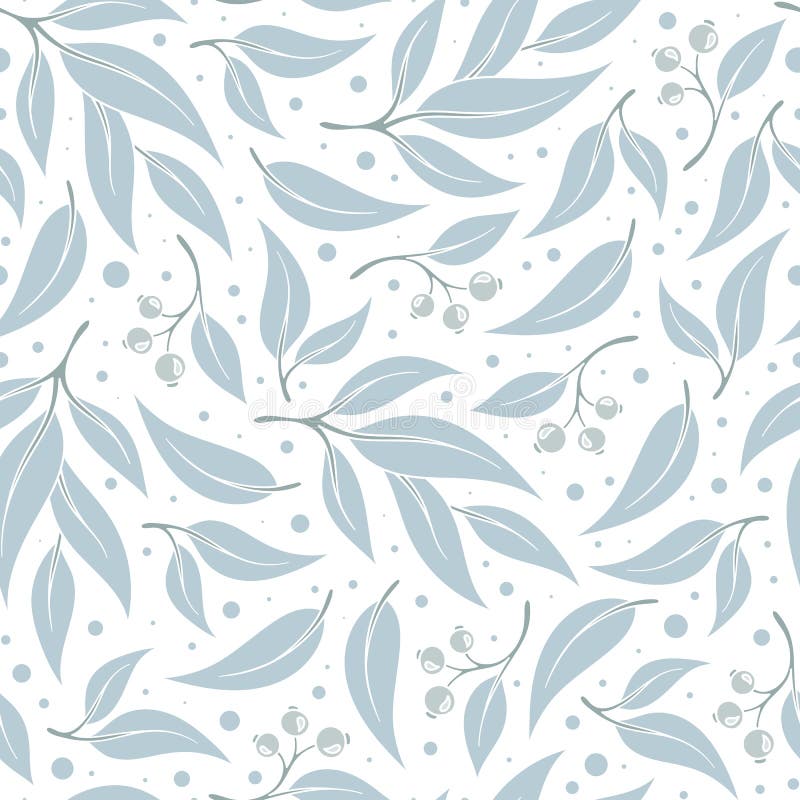 Seamless Eucalyptus Leaf Pattern. Stock Vector - Illustration of exotic ...