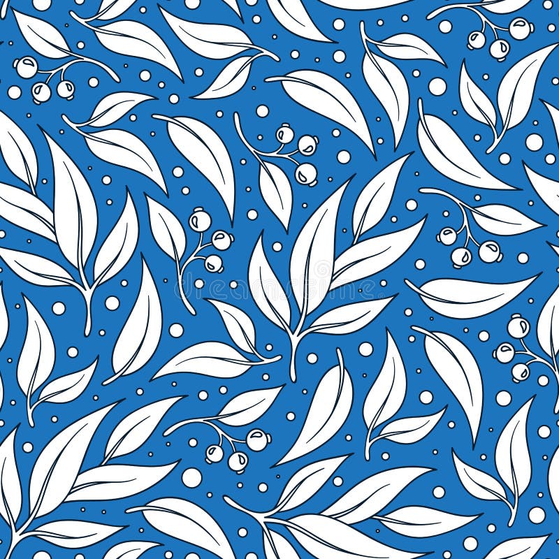 Seamless Eucalyptus Leaf Pattern. Stock Vector - Illustration of ...