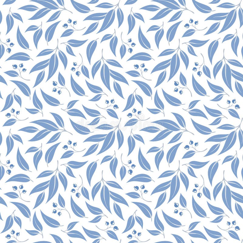 Seamless Eucalyptus Leaf Pattern. Stock Illustration - Illustration of ...