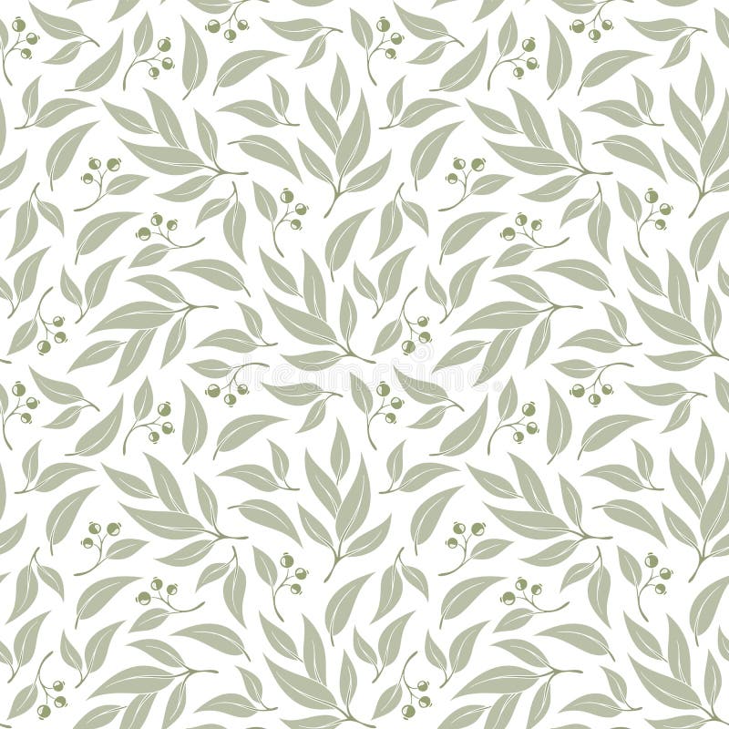 Seamless Eucalyptus Leaf Pattern. Stock Illustration - Illustration of ...