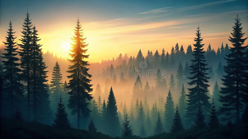 Seamless Evergreen Forest Silhouette Border a Modern Design for ...