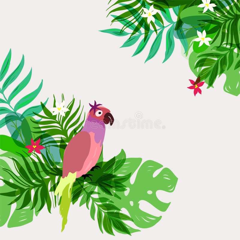 Seamless Exotic Pattern With Tropical Leaves And Flowers Stock Vector