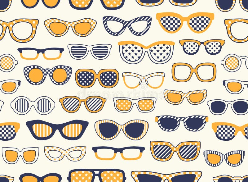 Seamless Eyeglasses Fabric Pattern Stock Vector - Illustration of ...