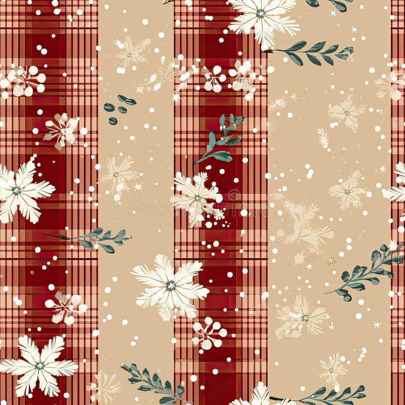 Seamless Fabric Pattern Rustic Plaid Patterns with Delicate Snow ...