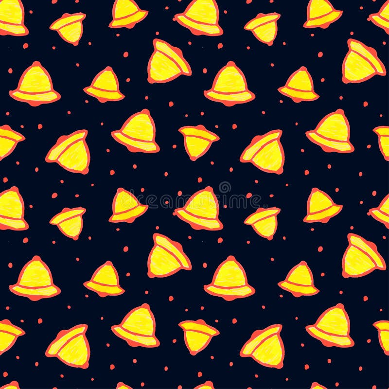Seamless Fabric with Yellow-red Bells on a Black Background Stock ...