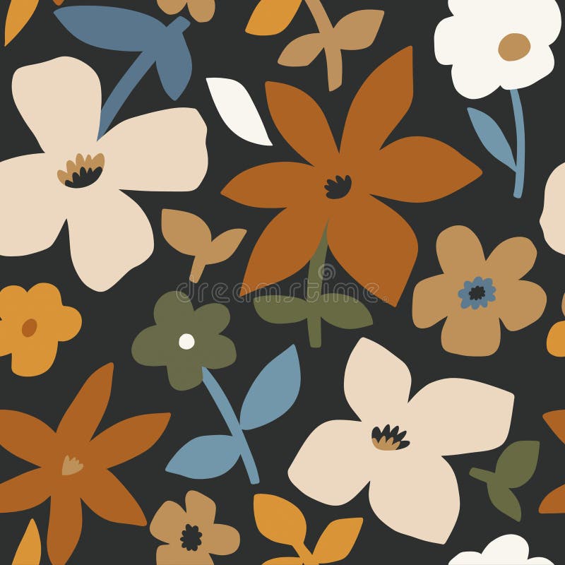 Seamless Fall Floral Pattern. Botanical Autumn Texture, Design for ...