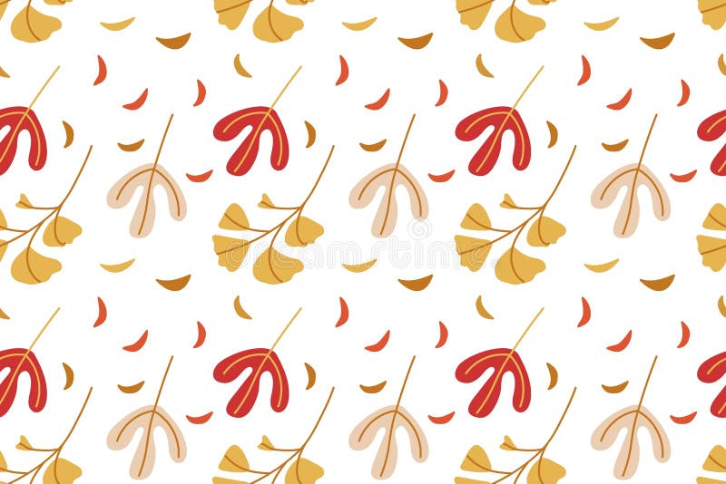 Seamless Falling Leaves Pattern. Autumn Color Leaves Print. Vector ...