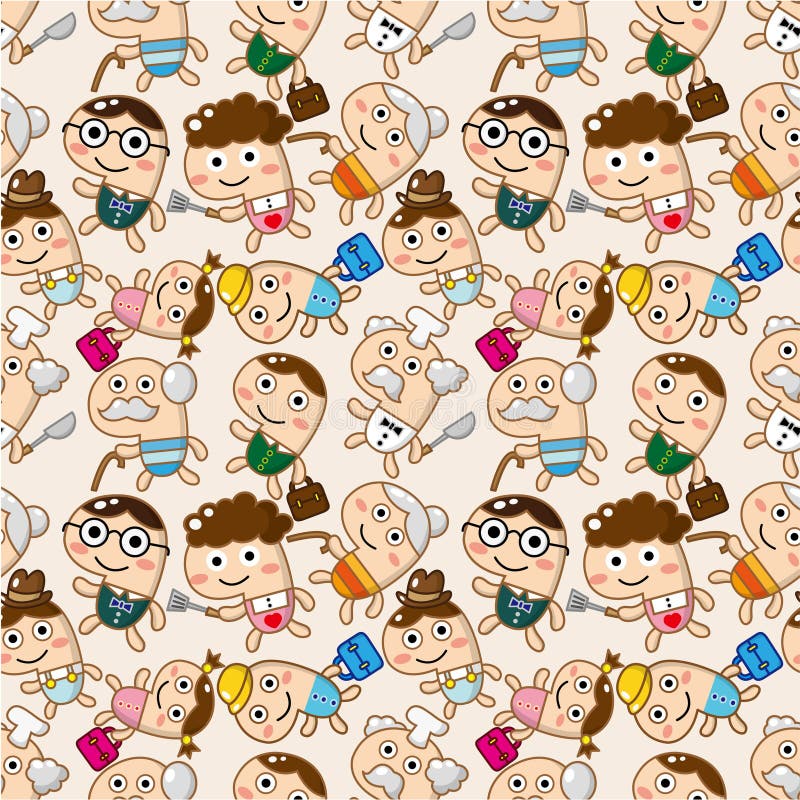 Seamless family pattern stock vector. Illustration of characters - 18374417