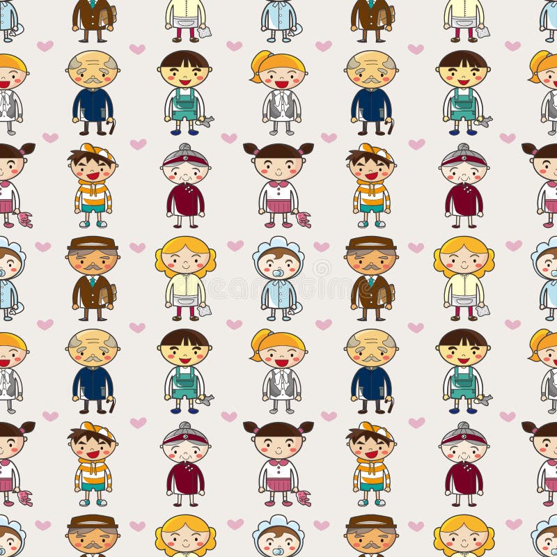 Seamless family pattern stock vector. Illustration of characters - 18374417