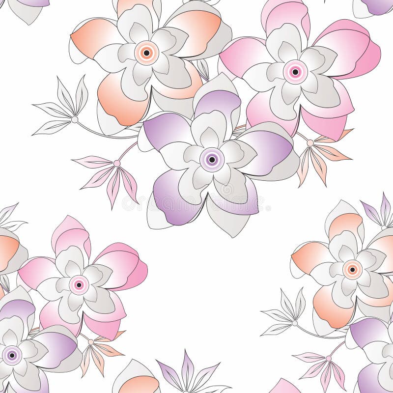 Seamless Fancy Vector Flower Background Stock Vector - Illustration of ...