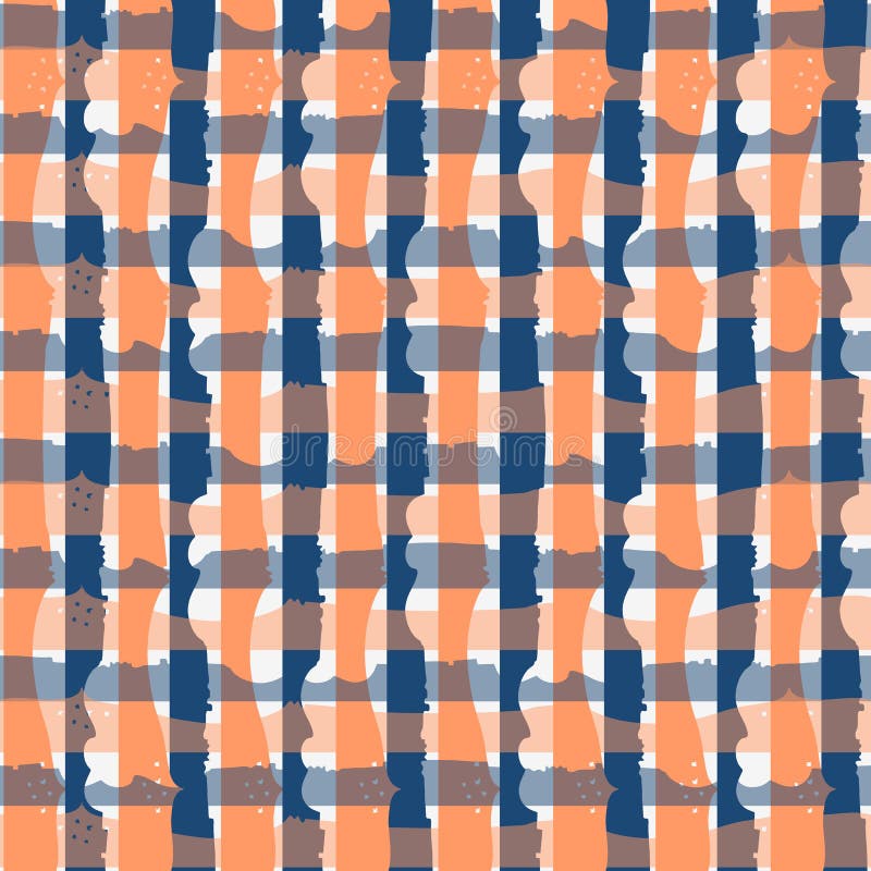 Seamless Fantasy Checkered Pattern in Blue and Orange Colors Stock ...
