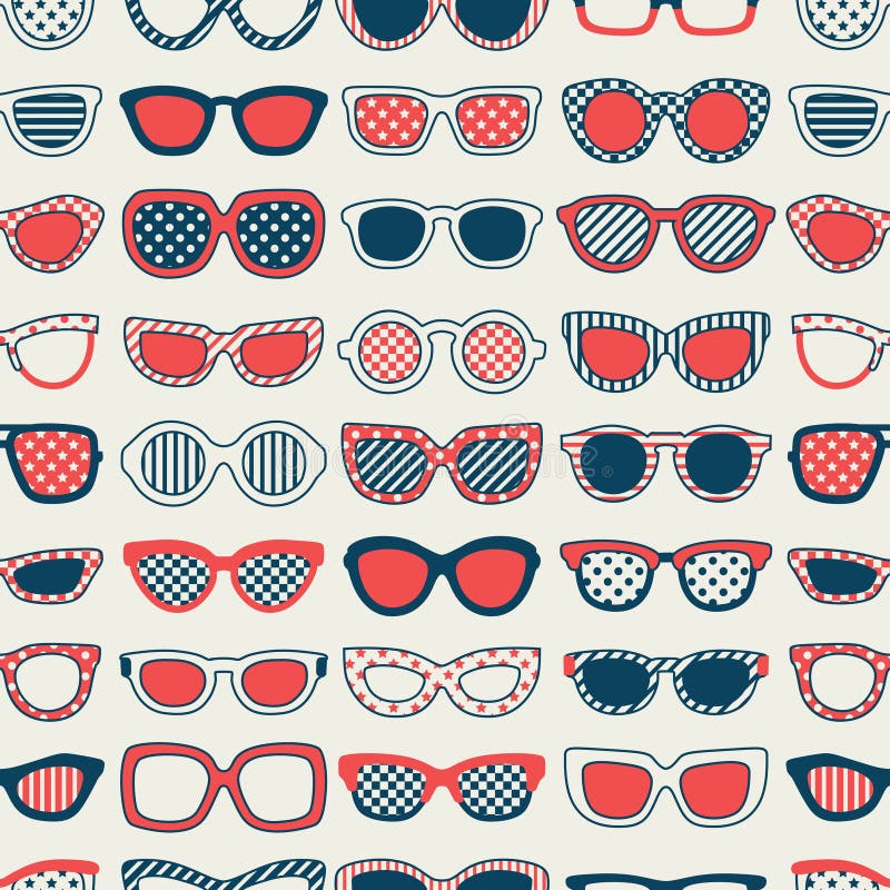 Seamless Fashion Eyeglasses Pattern Stock Vector - Illustration of ...