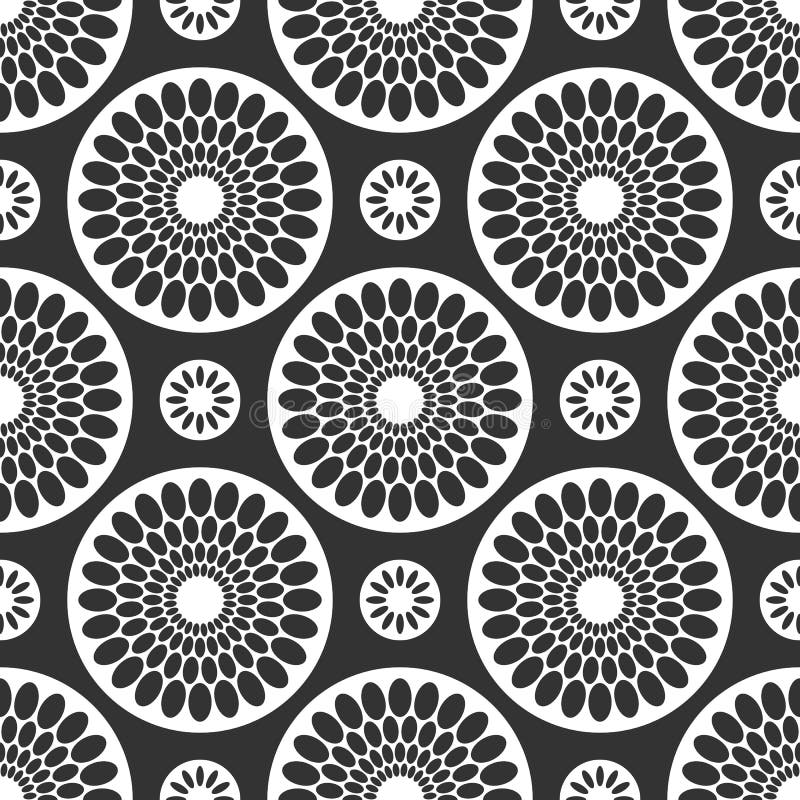 Seamless Fashion Vector Pattern with Circles, Round Shapes. Black and ...