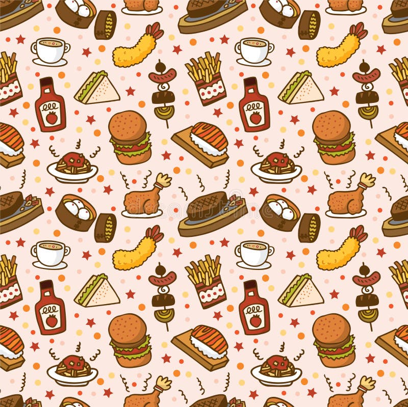 Seamless fast food pattern stock vector. Illustration of cheeseburger ...