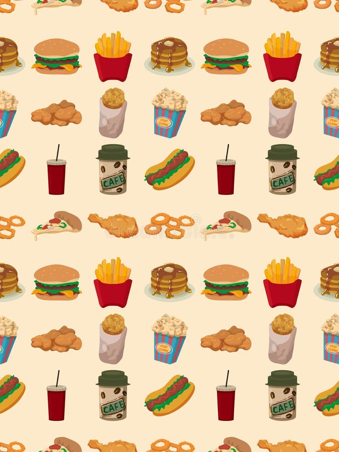 Seamless fast food pattern stock vector. Illustration of cheeseburger ... Seamless fast food pattern stock vector. Illustration of cheeseburger ...