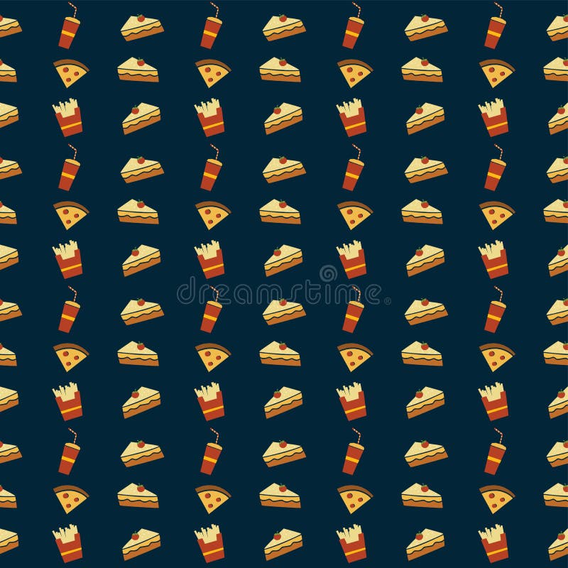 Seamless Fastfood Restaurant Theme Pattern Stock Vector - Illustration ...