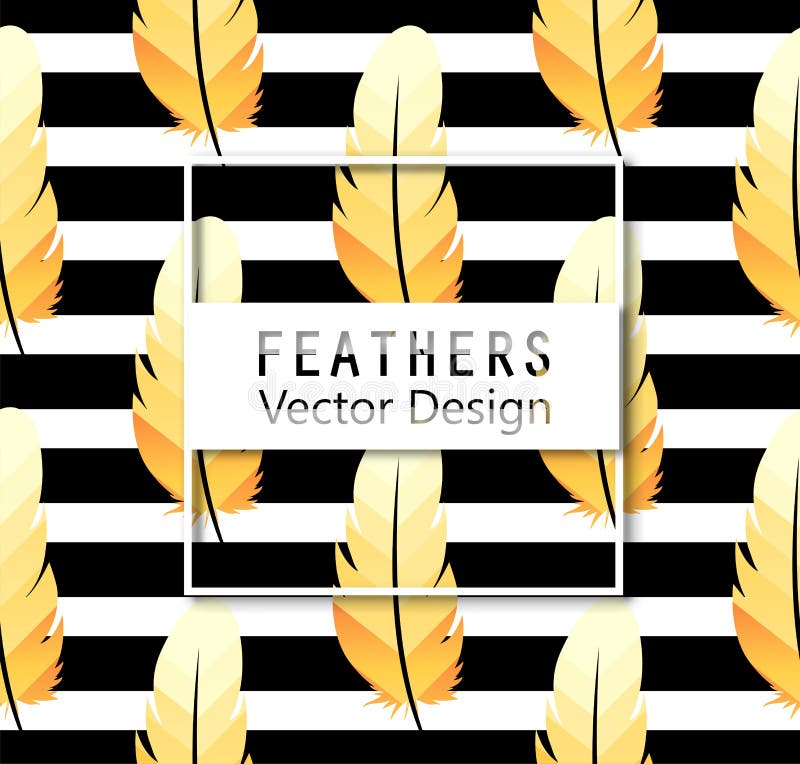 Feather with Geometric Pattern. Eps10 Vector Illustration. Hand Drawing ...