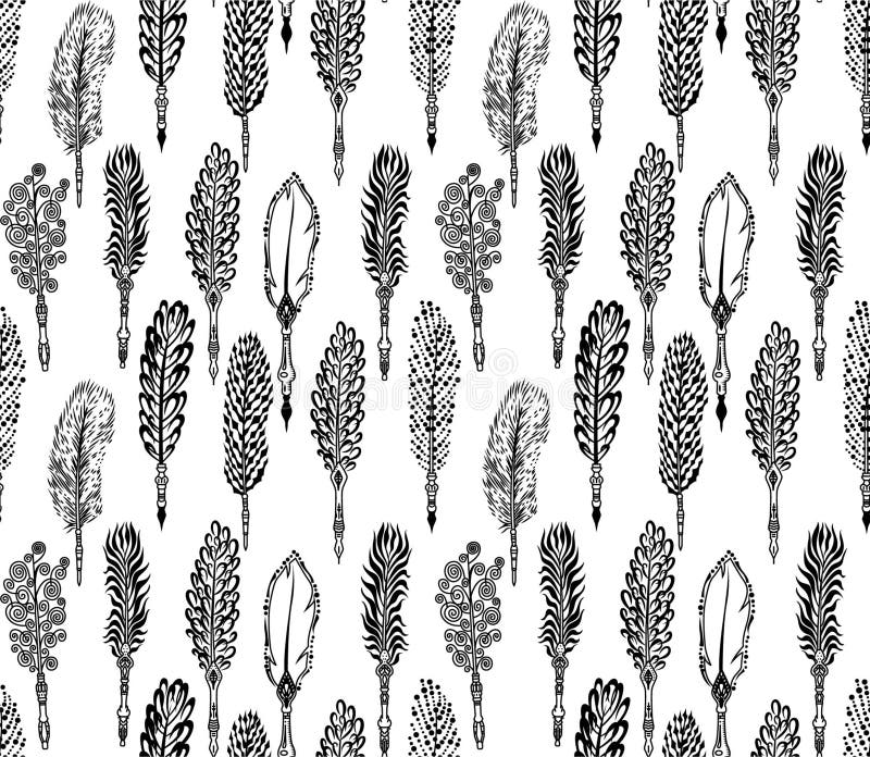 Seamless Feather Pattern Flower Design for Textile Printing. Abstract ...