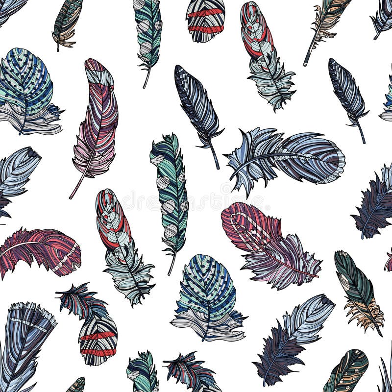 Seamless feather pattern. stock vector. Illustration of feather - 102700778