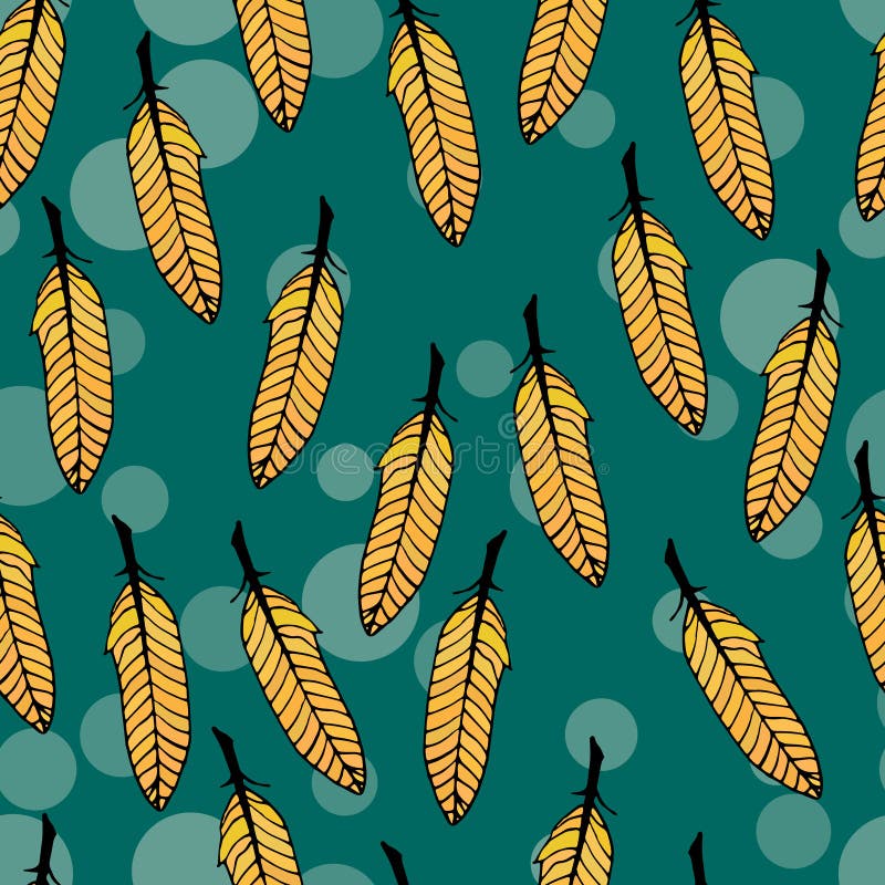 Seamless feather pattern stock illustration. Illustration of line ...