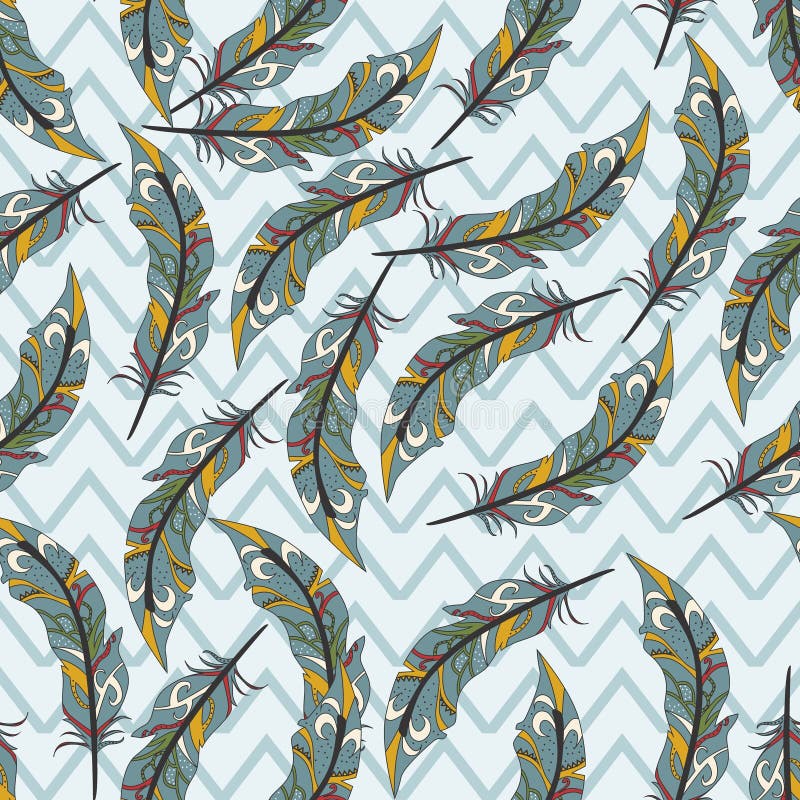 Seamless Feather Pattern. Vector Illustration Colourfull Stock Vector ...