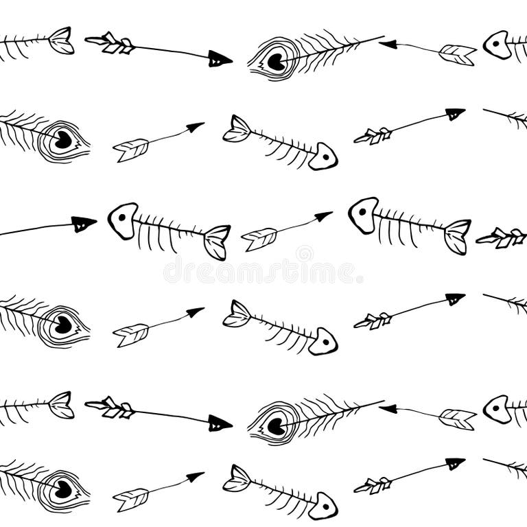 Seamless feather patterns stock vector. Illustration of sketch - 57791166