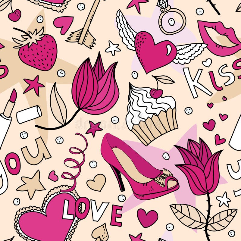 Pop art love pattern stock vector. Illustration of texture - 36008856