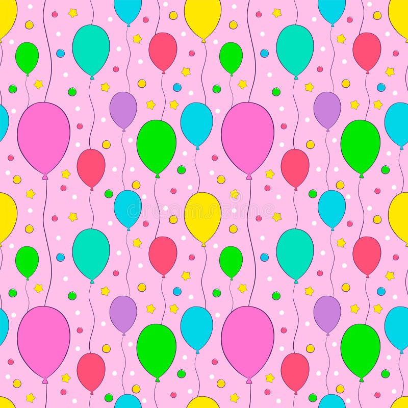 Seamless Festive Pattern with Balloons. Vector Endless Background Stock ...